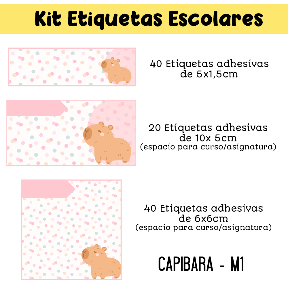 Kit Etiquetas Escolares Capibara 01 – Estampasiónate